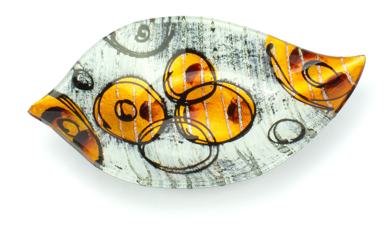 Curtis & Wade Glass Plate Curved Silver Orange Dinnerware - Simply For Me