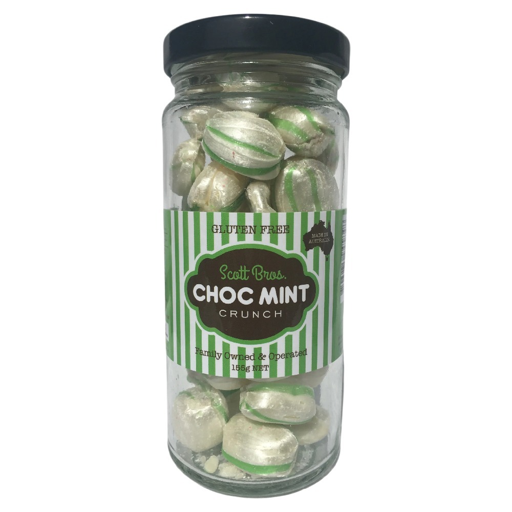 Scott Bros Candy Vintage Choc Mint Crunch Boiled Sweets Jar 155g Aust ...