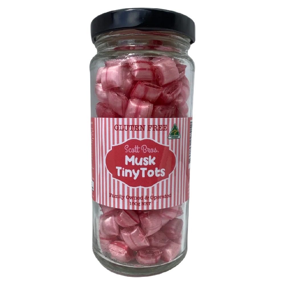 Scott Bros Candy Vintage Musk Tiny Tots Boiled Sweets Jar 155g Aust ...